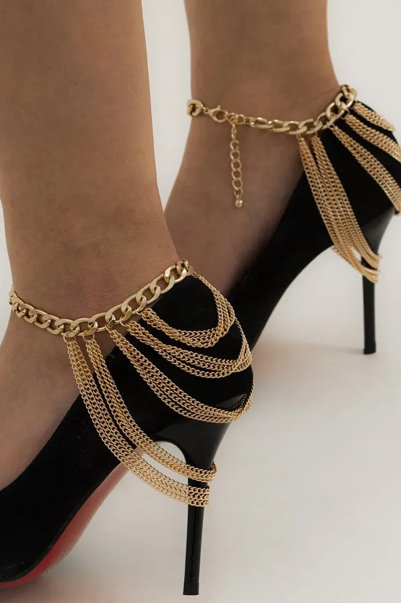 Gold Chain Detail Anklet - NEWME