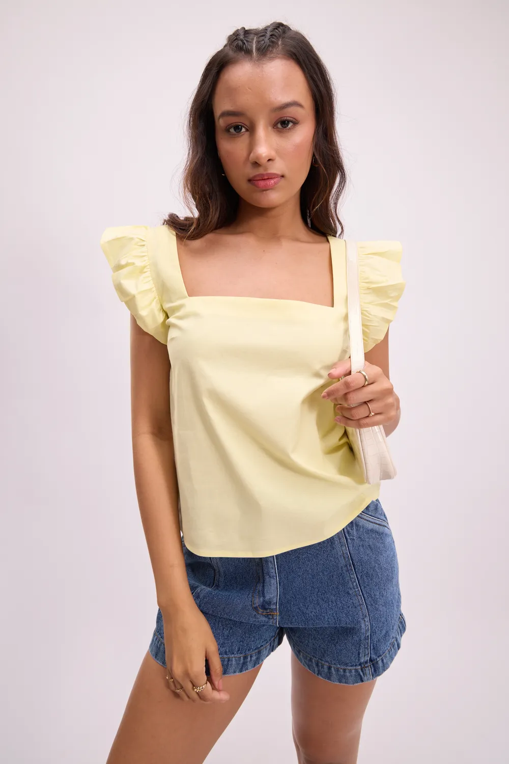 Yellow Ruffle Trim Top - NEWME