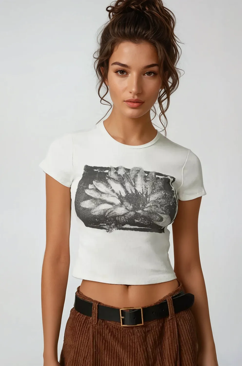 White Graphic Crop Tee - NEWME