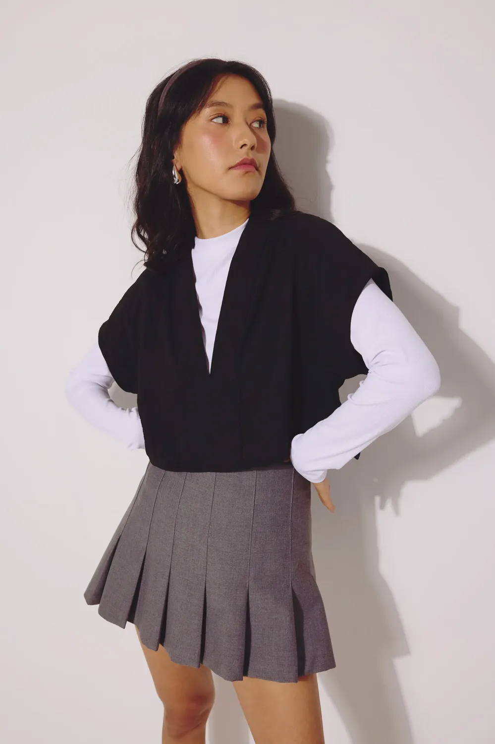 Black Deep Neck Top - NEWME