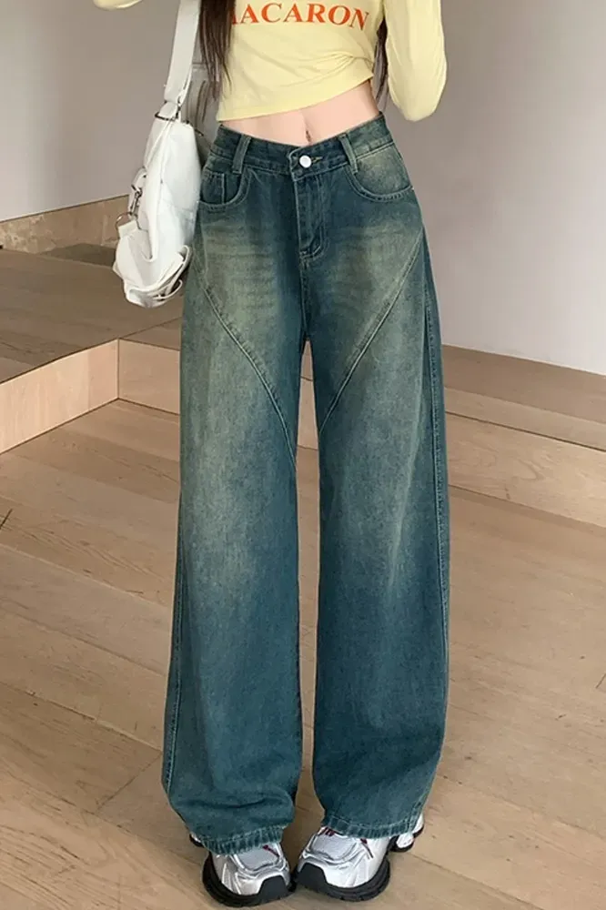 Blue Mid Rise Straight Fit Jeans - NEWME