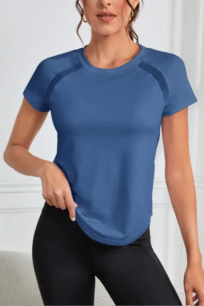 Blue Solid Crew Neck Tshirt - NEWME