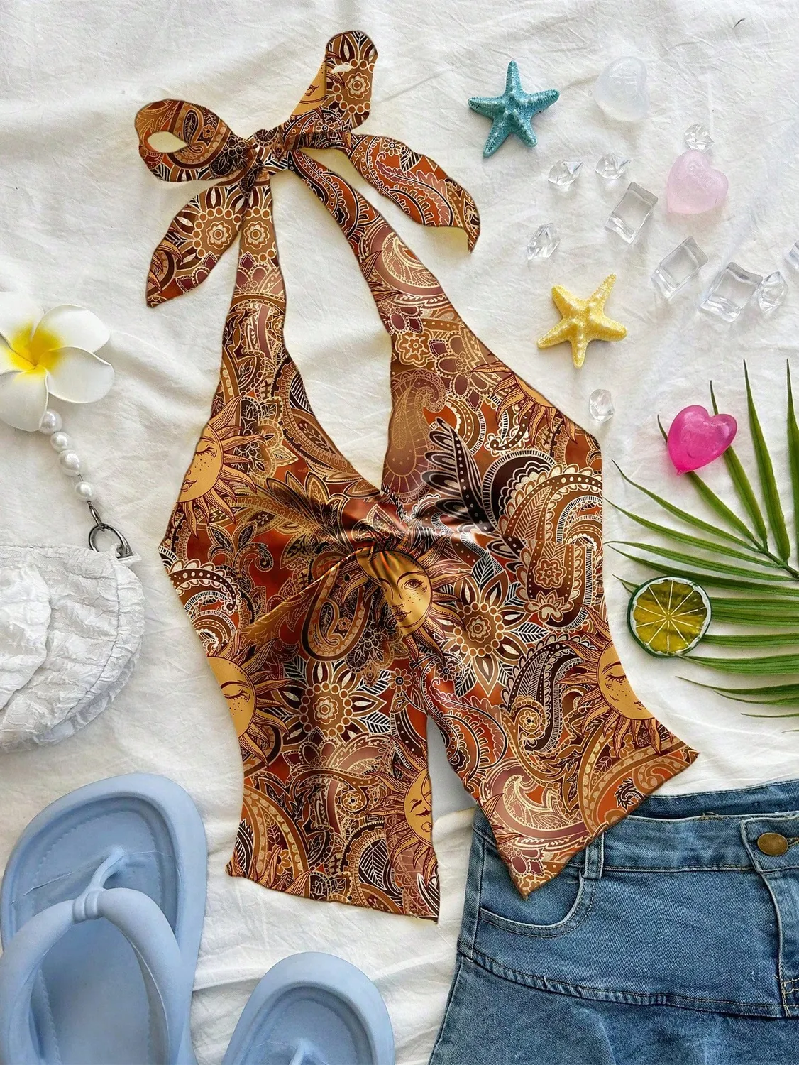 Paisley Multi Halter Neck Top - NEWME