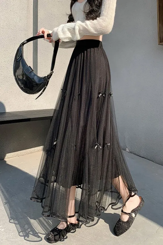 Black Semi Sheer Maxi Skirt - NEWME