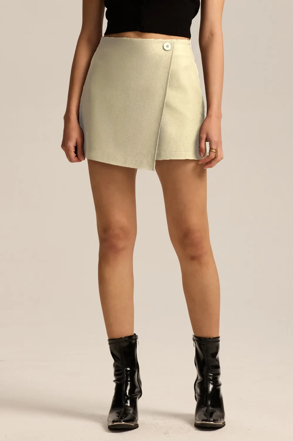Beige Highrise Wrap Skorts - NEWME