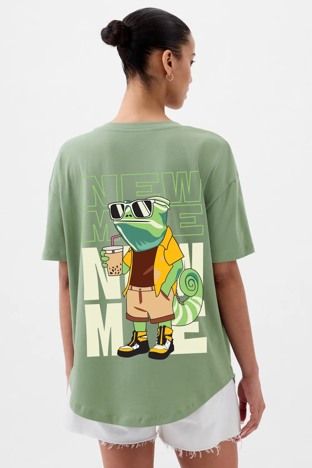 Sage Graphic Oversized Crew Neck Tshirt - NEWME