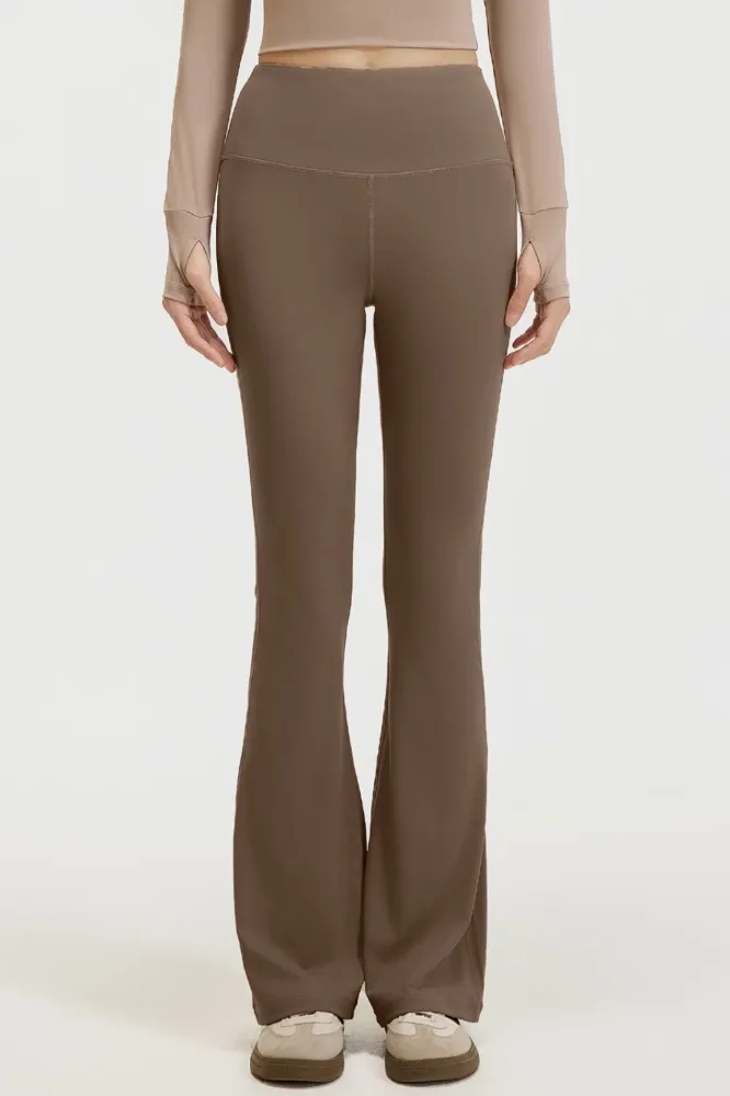 Brown Solid High Rise Bootcut Pants - NEWME