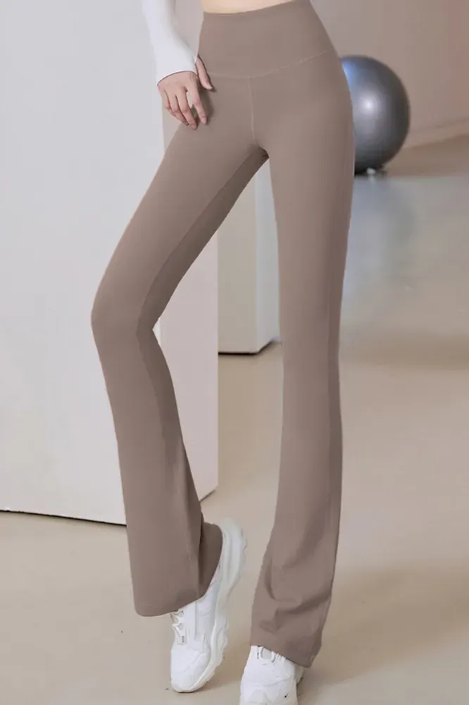 Light Brown High Rise Bootcut Leggings - NEWME