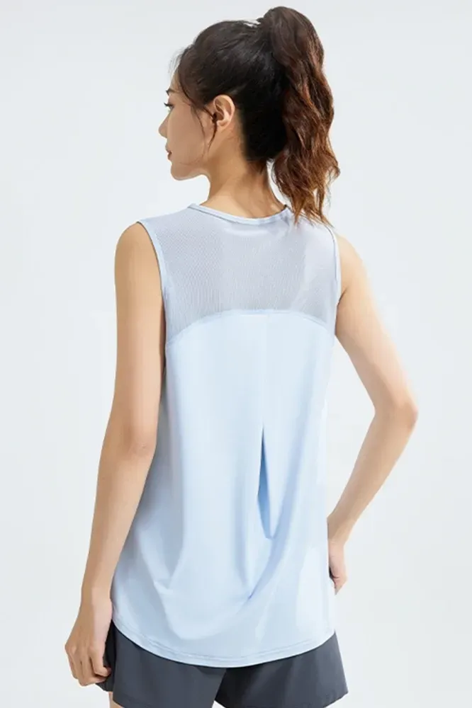 Light Blue Solid Crew Neck Top - NEWME