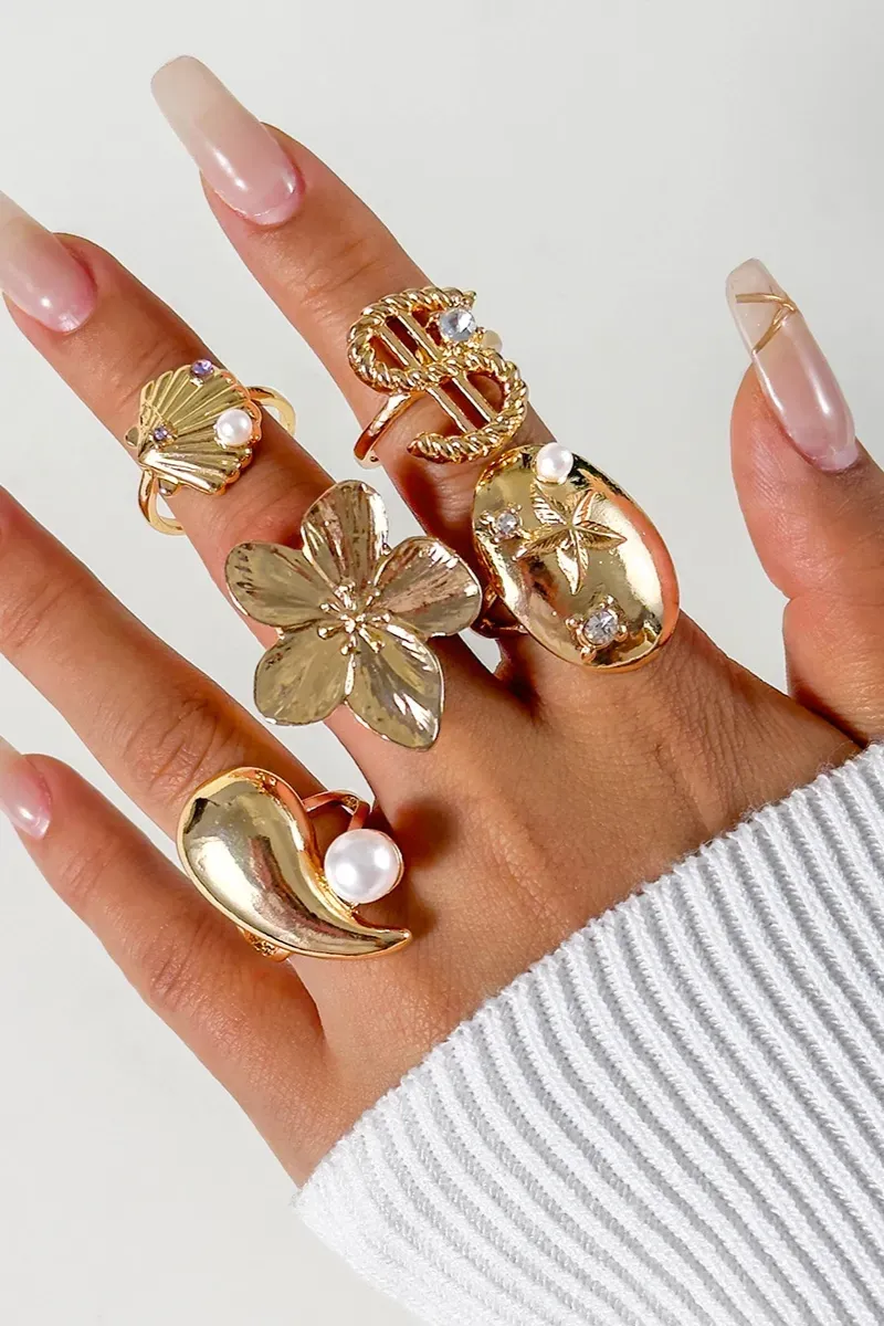 Imitation Golden Abstract Set Of Rings - NEWME