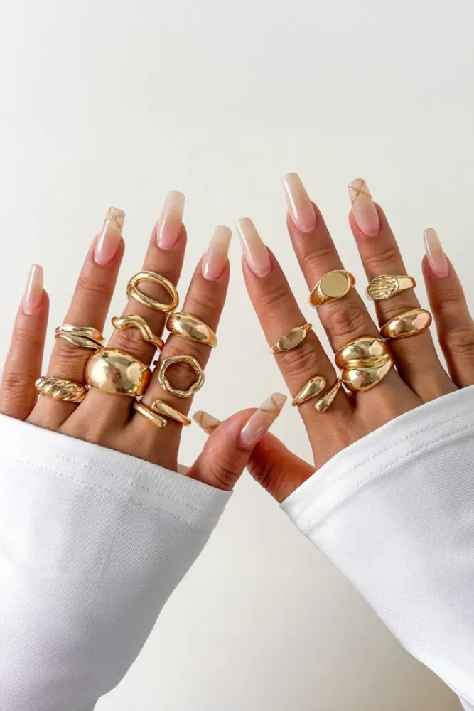 Imitation Gold Luxe Set Of Rings - NEWME