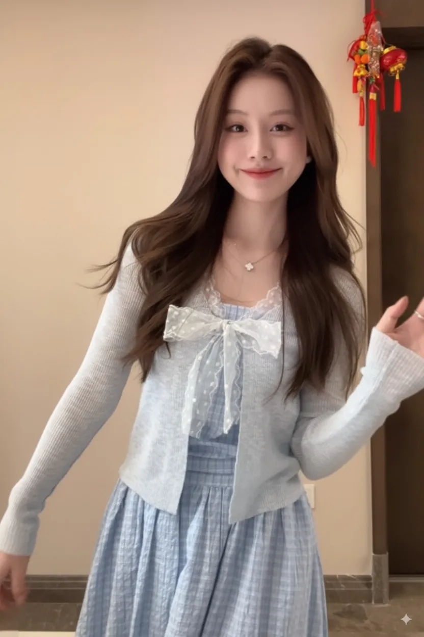 Light Blue V-Neck Tie-Up Detail Top - NEWME