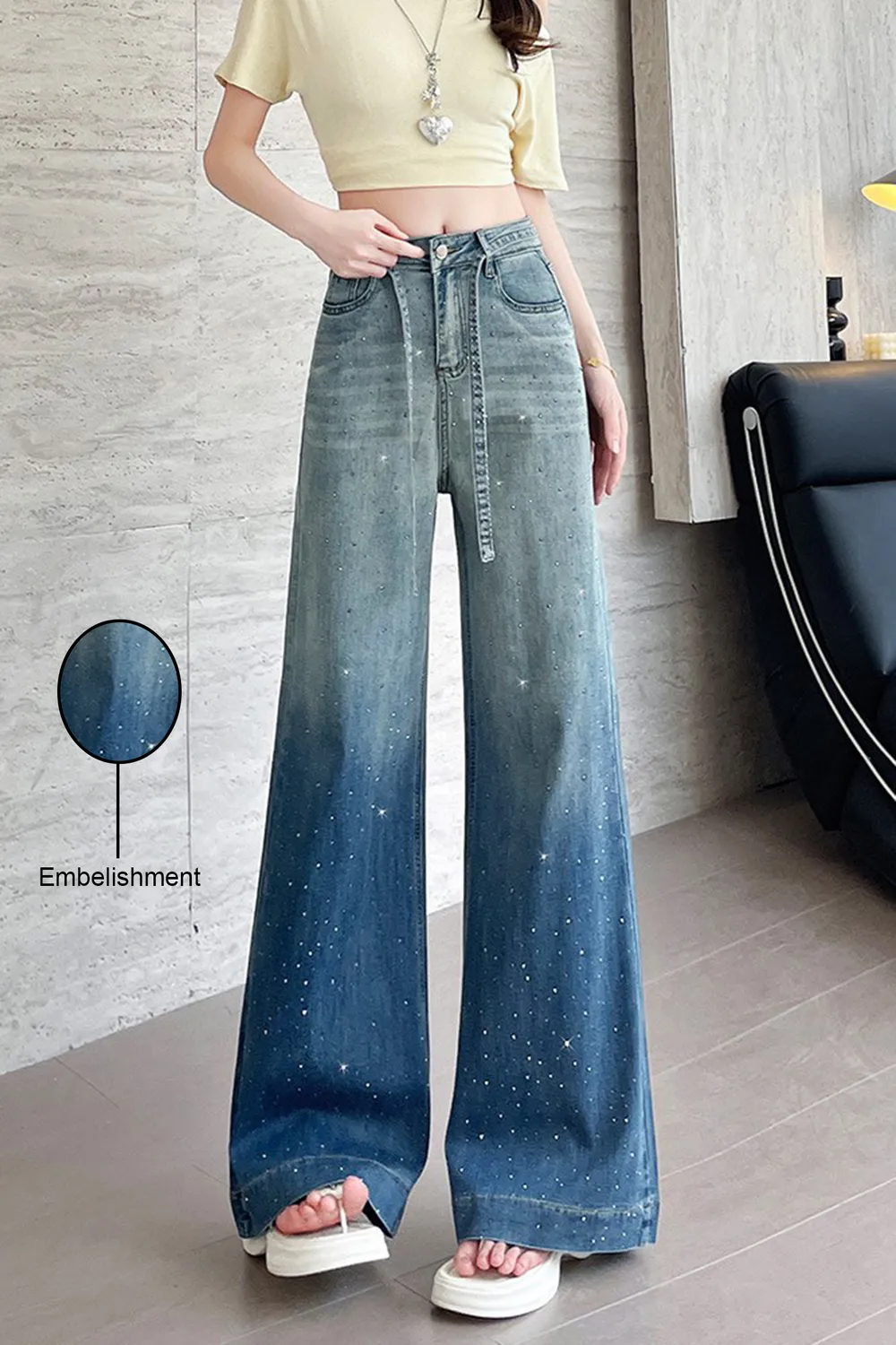 Blue Ombre Mid Rise Jeans - NEWME