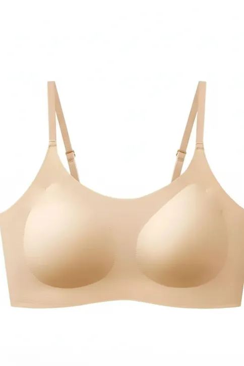 Beige Solid Bralette Bra - NEWME