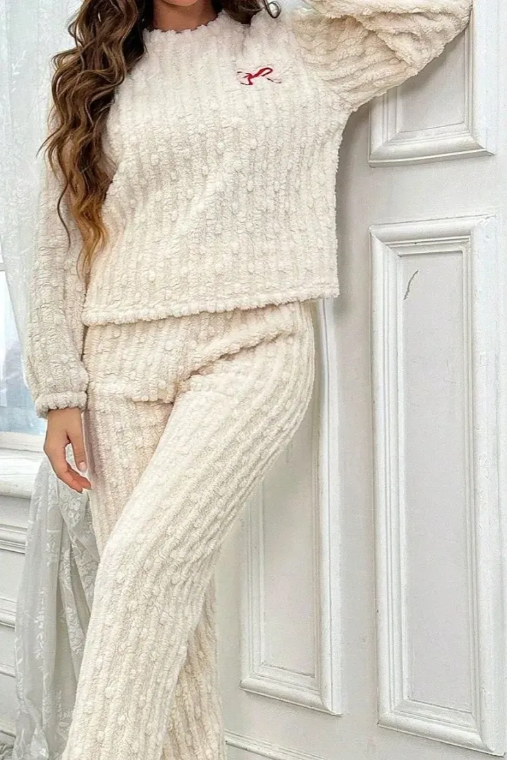 Cream Solid Textured Co-Ord Set - NEWME