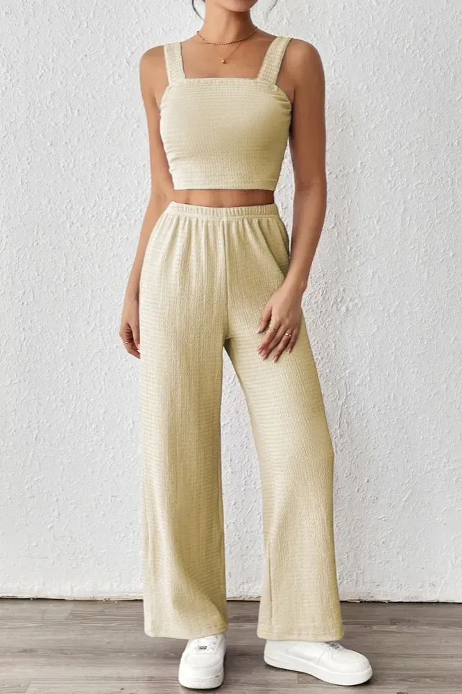 Beige Square Neck Co-Ord Set - NEWME