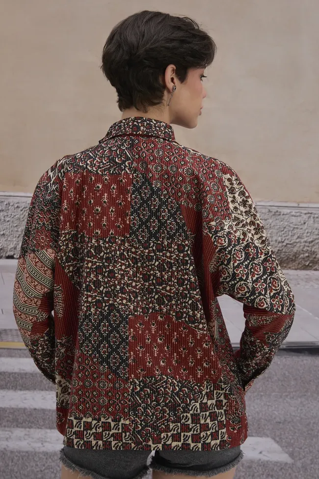 Rust Ethnic Print Shirt - NEWME