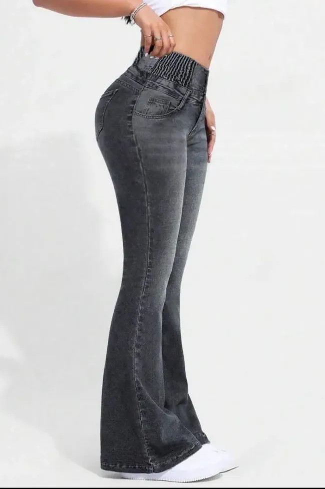 Grey Solid High-Rise Bootcut Jeans - NEWME