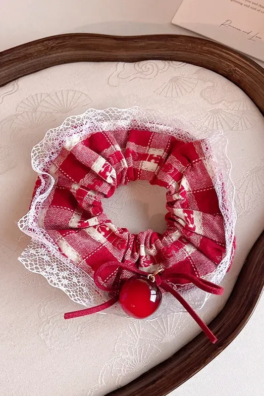 Red Cherry Lace Hair Tie - NEWME