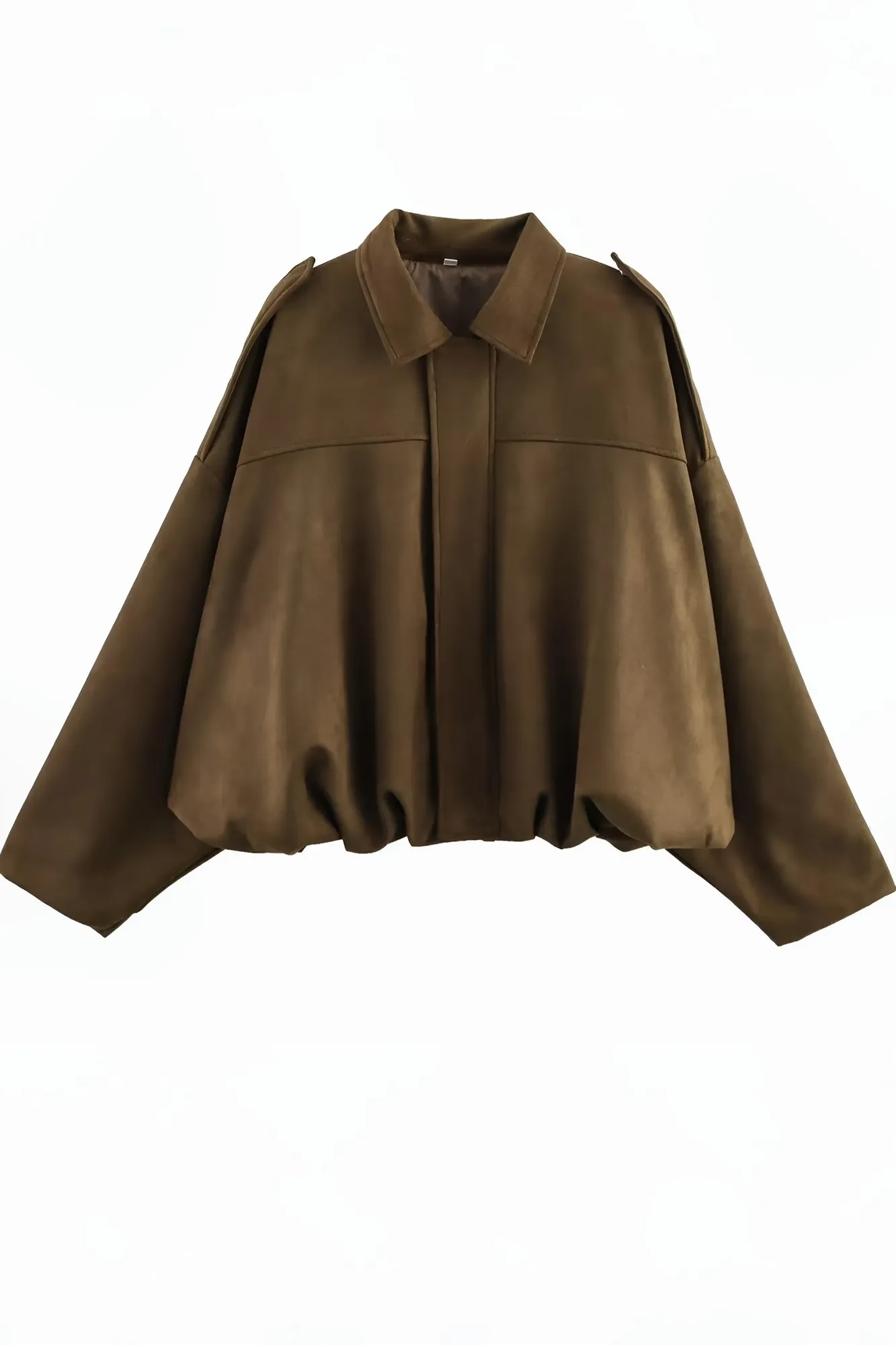 Brown Solid Oversized Cargo Jacket - NEWME