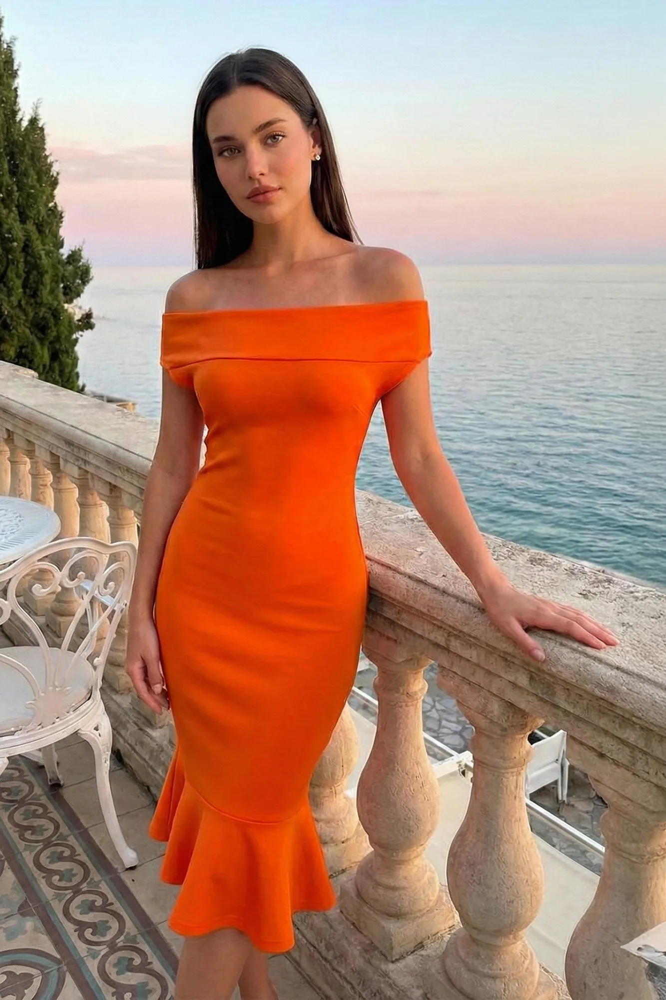Kiara Advani Inspired Orange Ruffle Midi Dress - NEWME