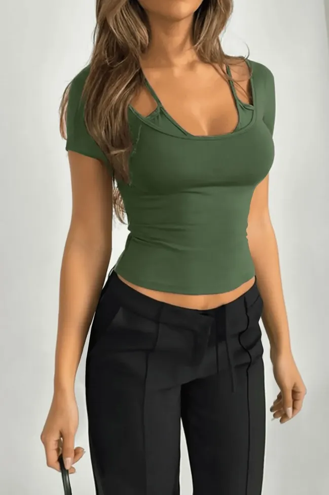 Green Solid Overlay Top - NEWME