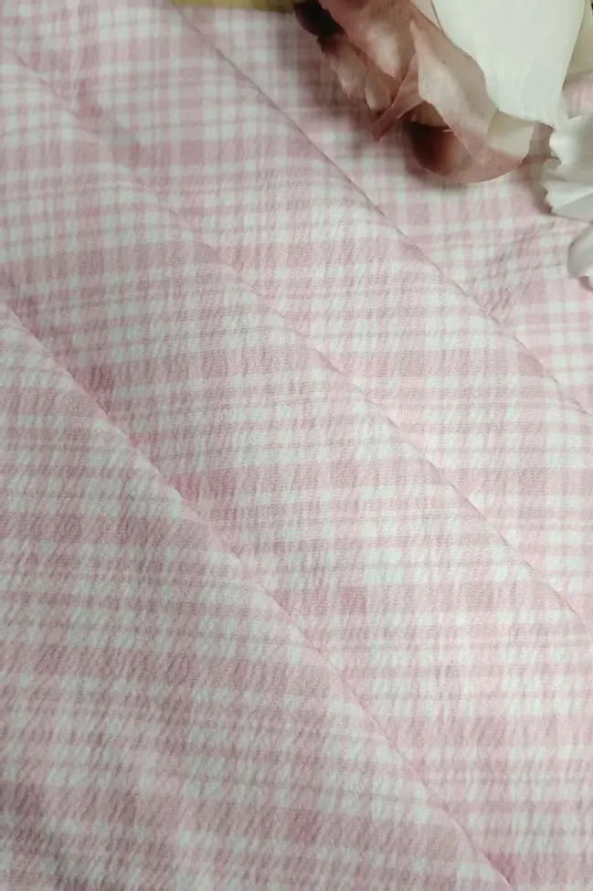 Light Pink Plaid Puff Sleeves Mini Dress - NEWME